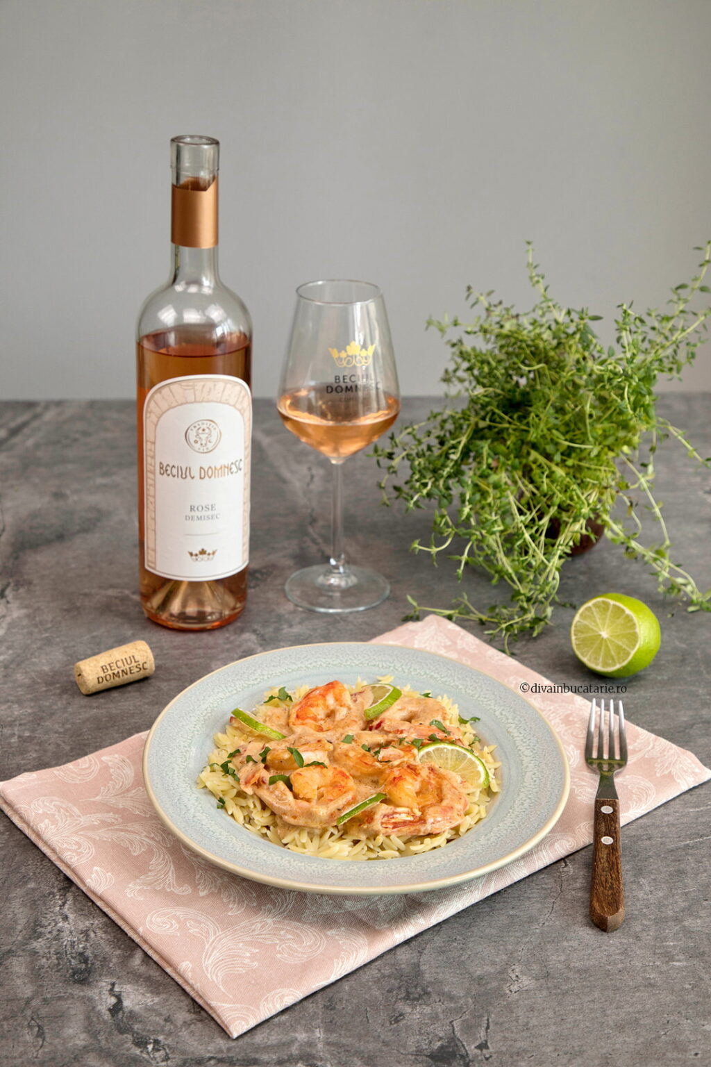 Creveti in sos cremos cu orzo - Diva in Bucatarie