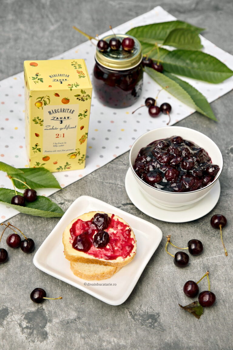 Dulceata de cirese amare cu menta si lime - Diva in Bucatarie